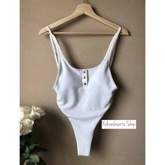 Swim | Button Up Off White One Piece High Rise Monokini | Poshmark